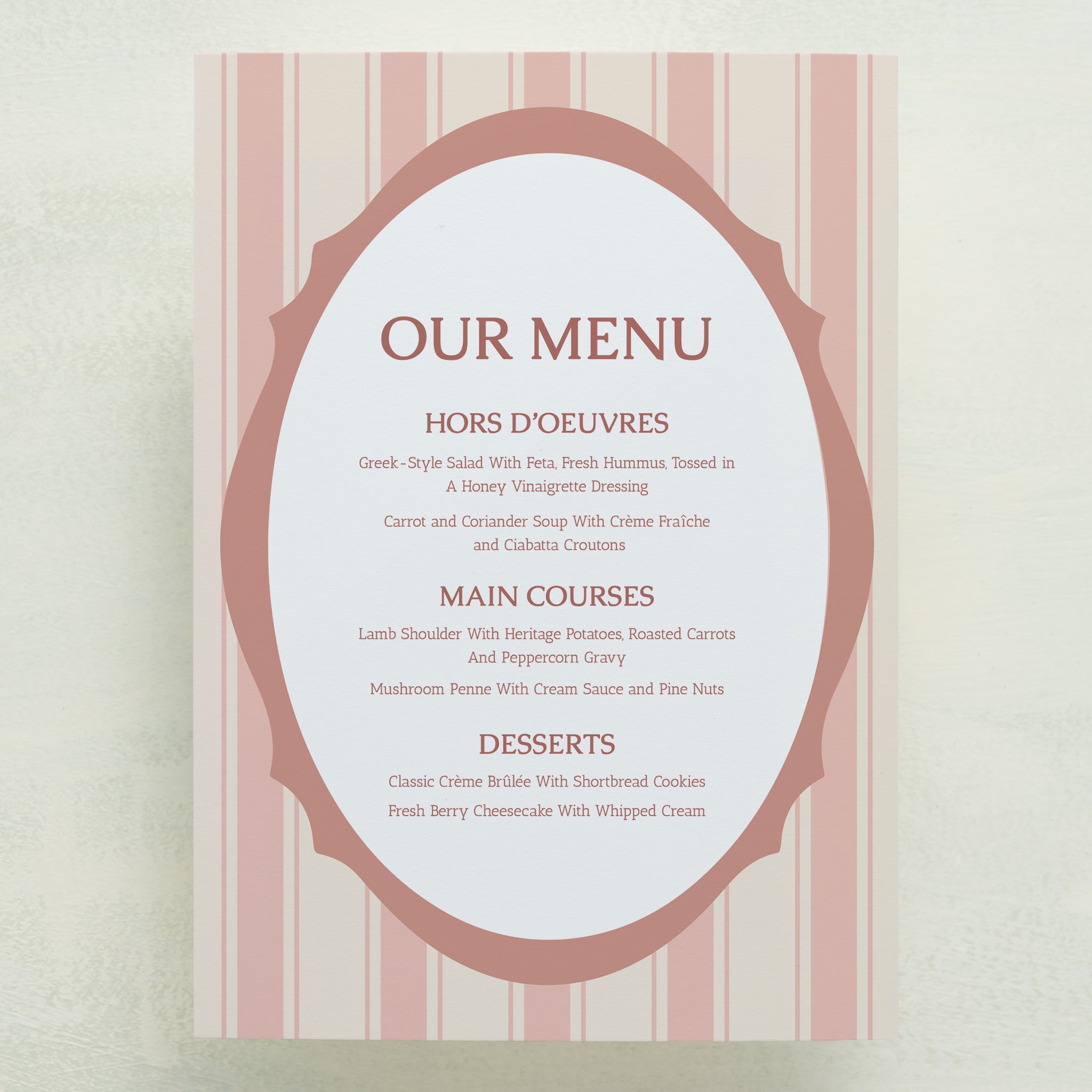 Dearest, Menu