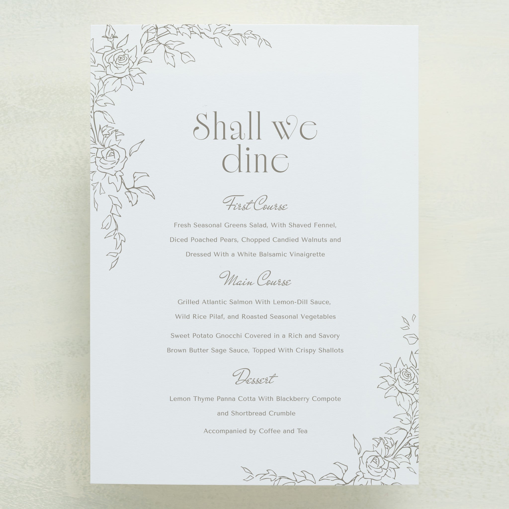 Rose Serenade Menu